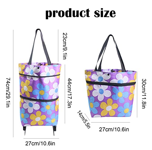 Trolley Bags with Wheels Foldable Shopping Cart Reusable Shopping Bags Folding Shopping Bag Collapsible Grocery Bags Shopping Trolley Bag Waterproof Bag Cart for Camping Moving and Shopping