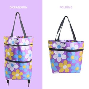 Trolley Bags with Wheels Foldable Shopping Cart Reusable Shopping Bags Folding Shopping Bag Collapsible Grocery Bags Shopping Trolley Bag Waterproof Bag Cart for Camping Moving and Shopping