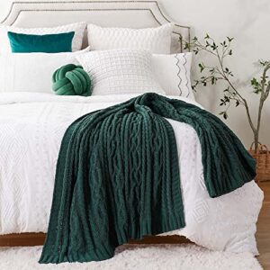 Battilo Christmas Dark Green Throw Blanket for Couch, Woven Chenille Knit Throw Blanket Versatile for Chair, 51 x 67 Inch Super Soft Warm Decorative Textured Blanket for Bed, Sofa and Living Room