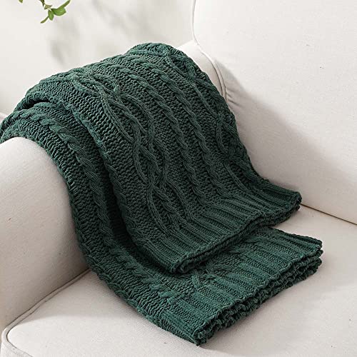 Battilo Christmas Dark Green Throw Blanket for Couch, Woven Chenille Knit Throw Blanket Versatile for Chair, 51 x 67 Inch Super Soft Warm Decorative Textured Blanket for Bed, Sofa and Living Room