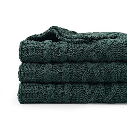 Battilo Christmas Dark Green Throw Blanket for Couch, Woven Chenille Knit Throw Blanket Versatile for Chair, 51 x 67 Inch Super Soft Warm Decorative Textured Blanket for Bed, Sofa and Living Room