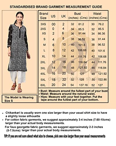 Ada Hand Embroidered Indian Chikankari Traditional Georgette Kurti Kurta Tunic Dress A411221 (L, Pink)