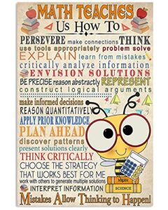 math teaches us how to persevere bee poster/canvas - art picture home decor wall hangings print classroom decorations educational gifts for student, teacher, math lovers on back to school day