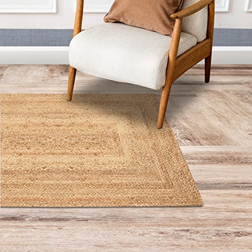 Ekakshx Hand Woven Jute Braided Rug, 2'x3' Natural Color Door Mat Entryway Rug Reversible Farmhouse Accent Rugs for Living Room, Kitchen, Bedroom - 24x36 Inches