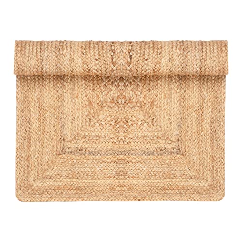 Ekakshx Hand Woven Jute Braided Rug, 2'x3' Natural Color Door Mat Entryway Rug Reversible Farmhouse Accent Rugs for Living Room, Kitchen, Bedroom - 24x36 Inches