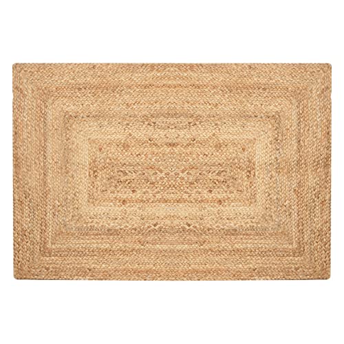 Ekakshx Hand Woven Jute Braided Rug, 2'x3' Natural Color Door Mat Entryway Rug Reversible Farmhouse Accent Rugs for Living Room, Kitchen, Bedroom - 24x36 Inches