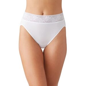 wacoal women's comfort touch hi cut brief panty, white, medium