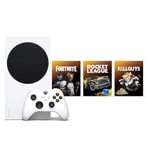 xbox series s – gilded hunter bundle – in-game cosmetics for fortnite, rocket league, fall guys – 512gb all-digital gaming console – 1440p gaming – 4k streaming – robot white