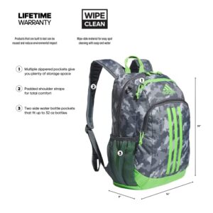 adidas Creator 2 Backpack, Essential Camo Grey/Lucid Lime Green/Onix Grey, One Size