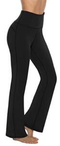 afitne yoga pants for women bootcut work pants with pockets high waisted workout bootleg yoga pants flared athletic pants black - 3xl