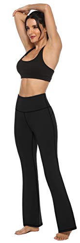 AFITNE Yoga Pants for Women Bootcut Work Pants with Pockets High Waisted Workout Bootleg Yoga Pants Flared Athletic Pants Black - 3XL