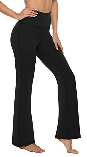 AFITNE Yoga Pants for Women Bootcut Work Pants with Pockets High Waisted Workout Bootleg Yoga Pants Flared Athletic Pants Black - 3XL