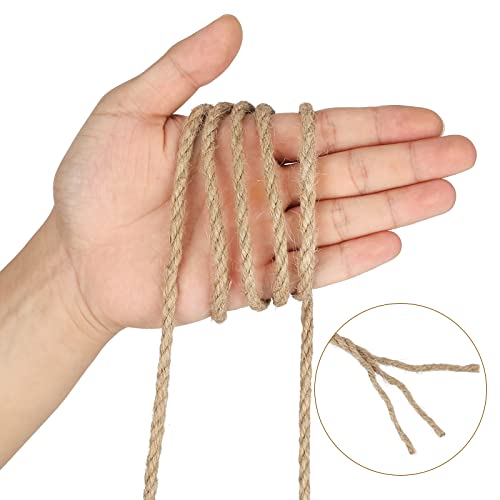 joycraft 6MM Jute Rope,164Feet Strong and Heavy Duty Jute Twine, Brown Decoration Hemp Twine String for Artworks, Gardening, Bundling, Camping, Decorating, and DIY Crafting (50M/164Ft * 6MM)