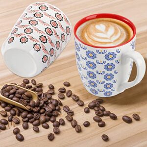 Frcctre 6 Pack Coffee Mugs Set, 17 Ounce Large Porcelain Coffee Cups Tea Cups Drinking Cups for Coffee, Tea, Cocoa, Cappuccino, Dishwasher Safe