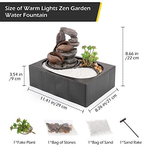 Dyna-Living Indoor Water Fountains Tabletop Water Fountain with Pump Zen Garden Relaxation Desk Waterfall Fountain Indoor Small Fountain for Zen Room Decor