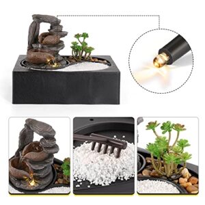 Dyna-Living Indoor Water Fountains Tabletop Water Fountain with Pump Zen Garden Relaxation Desk Waterfall Fountain Indoor Small Fountain for Zen Room Decor