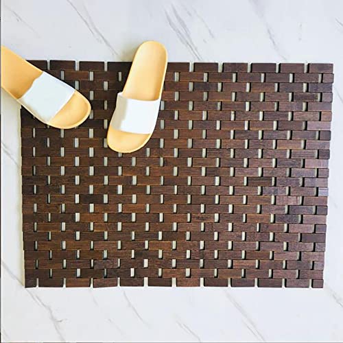 SM SunniMix Bath Mat Non Slip Kitchen Rug, Bamboo Wood Bathroom Mat, Bathmat Floor Mat Shower for Sauna Floor Swimming Shower Home SPA, Brown