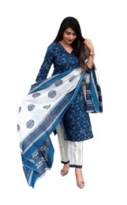 klosia women's rayon kurta palazzo with dupatta set x-large indigo blue