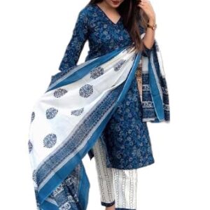 KLOSIA Women's Rayon Kurta Palazzo With Dupatta Set X-Large Indigo Blue