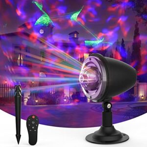 yokgrass 2 in 1 halloween christmas projector light, outdoor water wave laser aurora holiday spotlight with remote control, waterproof projector for indoor party garden landscape tree decoration