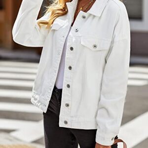 luvamia White Lightweight Jacket Women White Lightweight Jean Jacket Women Chaquetas De Invierno Para Mujer Chaquetas De Mujer Casual Elegantes Warm Jackets For Women Brilliant White Size Small