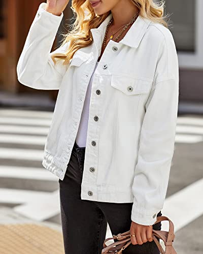 luvamia White Lightweight Jacket Women White Lightweight Jean Jacket Women Chaquetas De Invierno Para Mujer Chaquetas De Mujer Casual Elegantes Warm Jackets For Women Brilliant White Size Small