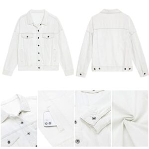 luvamia White Lightweight Jacket Women White Lightweight Jean Jacket Women Chaquetas De Invierno Para Mujer Chaquetas De Mujer Casual Elegantes Warm Jackets For Women Brilliant White Size Small