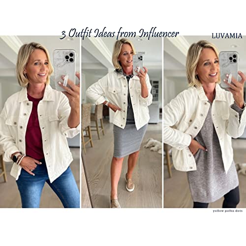 luvamia White Lightweight Jacket Women White Lightweight Jean Jacket Women Chaquetas De Invierno Para Mujer Chaquetas De Mujer Casual Elegantes Warm Jackets For Women Brilliant White Size Small