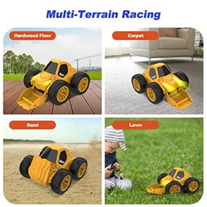 KATTUN Remote Control Car, 360° Flip and Rotation RC Bulldozer Toy, 2.4Ghz Stunt Car with Headlights, 2 Rechargeable Batteries, RC Construction Vehicles Toy Birthday Gift for Boys and Girls