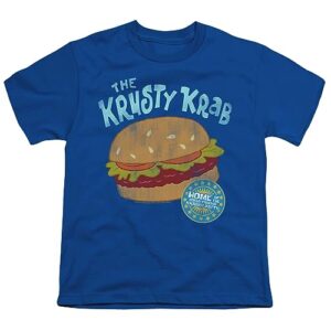 popfunk spongebob krusty krab unisex youth t shirt (medium) royal blue