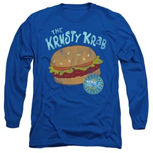 popfunk spongebob krusty krab unisex adult long-sleeve t shirt (large) royal blue