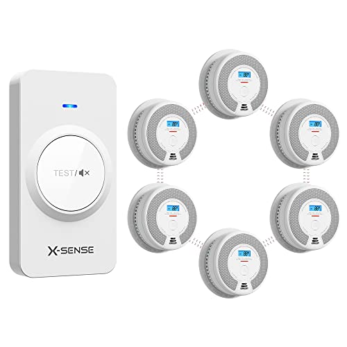 X-Sense Wireless Interconnected Combination Smoke and CO Alarms SC07-W (6-Pack) and Remote Control