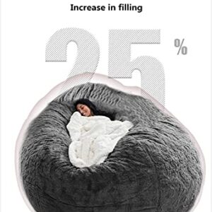 YIZA Bean Bag Chair 5ft Big Round Soft Fluffy Velvet Bag Chair Cover (No Filler,Cover only) Living Room Furniture Lazy Sofa Bed Cover for Adults (Black, 5FT) (5FT-01)