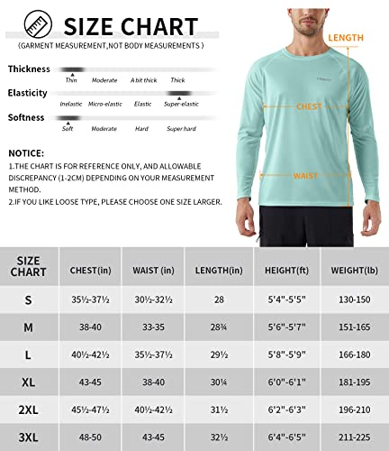 Men's Long Sleeve Shirts UPF 50+ SPF Sun Protection Shirts for Fishing Hiking Rash Guard Swim Light Green L