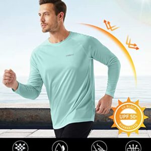 Men's Long Sleeve Shirts UPF 50+ SPF Sun Protection Shirts for Fishing Hiking Rash Guard Swim Light Green L