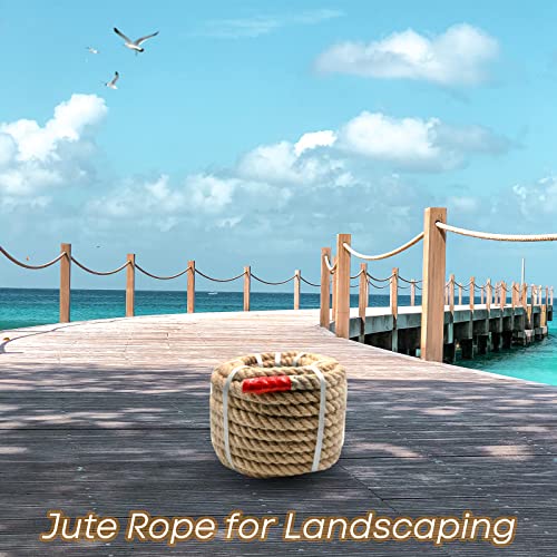 Twisted Manila Rope (1 in X 50 Ft) Natural Jute Rope Thick Hemp Rope for Swing Bed, Railing, Docks, Tug of War, Landscaping