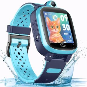 4g gps smart watch for boy girl 3-15 years old kids global real-time tracking watches waterproof cell phone watch child video chat device sos alarm camera geo-fence pedometer anti-lost tracker locator