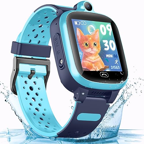 4G GPS smart watch for boy girl 3-15 years old Kids Global Real-Time tracking watches Waterproof Cell Phone watch Child Video Chat Device SOS Alarm Camera Geo-Fence Pedometer Anti-Lost Tracker Locator