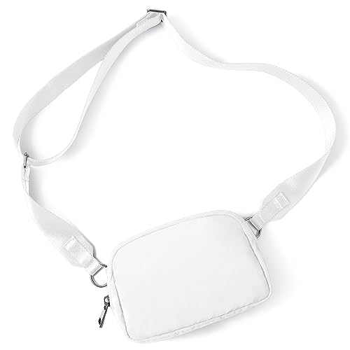 ODODOS Crossbody Bag with Adjustable Strap Small Shoulder Pouch for Workout Running Traveling Hiking, White