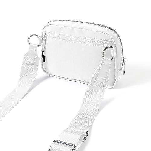 ODODOS Crossbody Bag with Adjustable Strap Small Shoulder Pouch for Workout Running Traveling Hiking, White