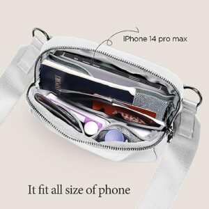 ODODOS Crossbody Bag with Adjustable Strap Small Shoulder Pouch for Workout Running Traveling Hiking, White