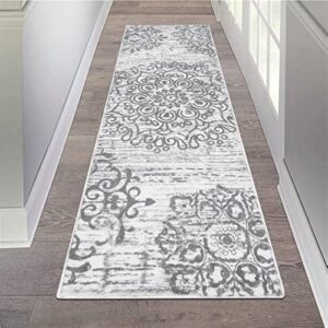 hebe vintage runner rug 2x6 ft non slip distressed medallion area rugs washable boho floor carpet runner for hallways entryway laundry room kitchen bathroom