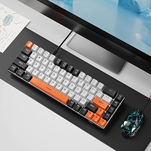 MageGee Portable 60% Mechanical Gaming Keyboard, MK-Box LED Backlit Compact 68 Keys Mini Wired Office Keyboard with Red Switch for Windows Laptop PC Mac - White/Black