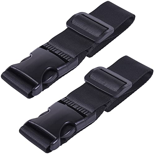 Wisdompro 2 Pcs Add a Bag Luggage Strap, Heavy Duty Adjustable Suitcase Belt Travel Attachment Travel Accessories for Connecting Your Luggage - Black, 31 Inch