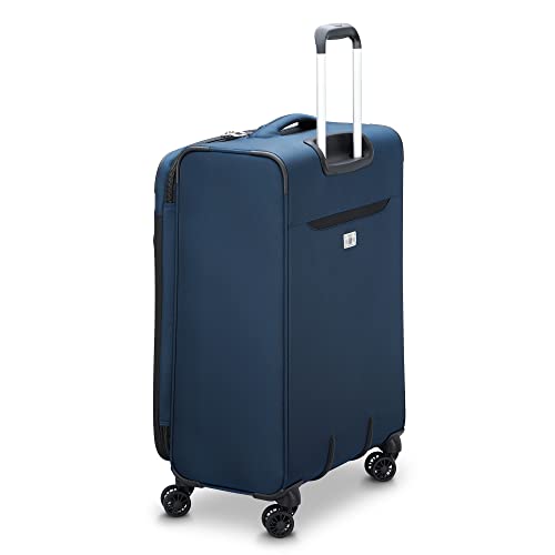 DELSEY Paris Sky Max 2.0 Softside Expandable Luggage with Spinner Wheels, Blue, Checked-Medium, 24 Inch