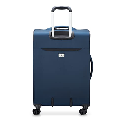 DELSEY Paris Sky Max 2.0 Softside Expandable Luggage with Spinner Wheels, Blue, Checked-Medium, 24 Inch