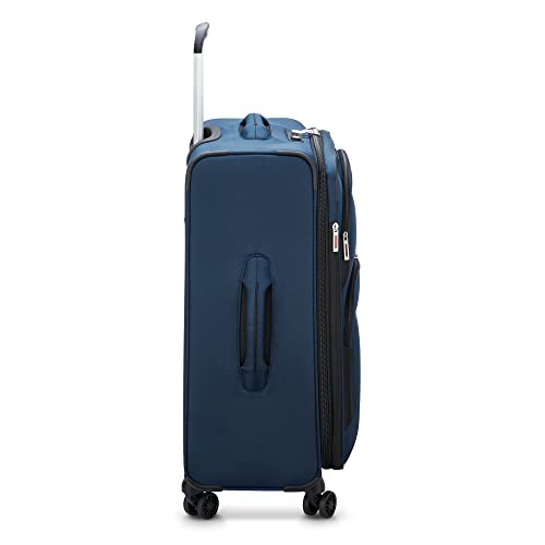 DELSEY Paris Sky Max 2.0 Softside Expandable Luggage with Spinner Wheels, Blue, Checked-Medium, 24 Inch