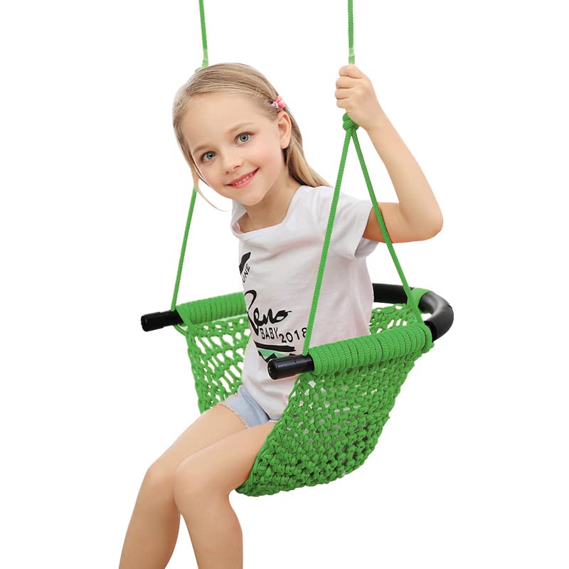 Hi-Na Kids Tree Swing Seat, Rope Swing Seat, Indoor Swing for Kids Outdoor Swing Seat Backyard Swing Door (Green)