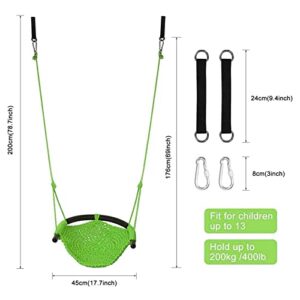 Hi-Na Kids Tree Swing Seat, Rope Swing Seat, Indoor Swing for Kids Outdoor Swing Seat Backyard Swing Door (Green)