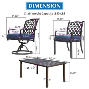 Domi 7 Pieces Patio Dining Sets All-Weather Metal Outdoor Modern Dining Sets with Table for Lawn Garden Backyard Deck with Cushions-Blue